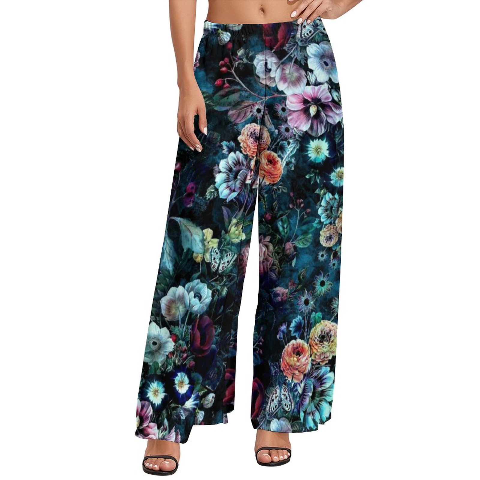 Floral Pattern Pants Women Night Garden Vintage Aesthetic Pattern ...