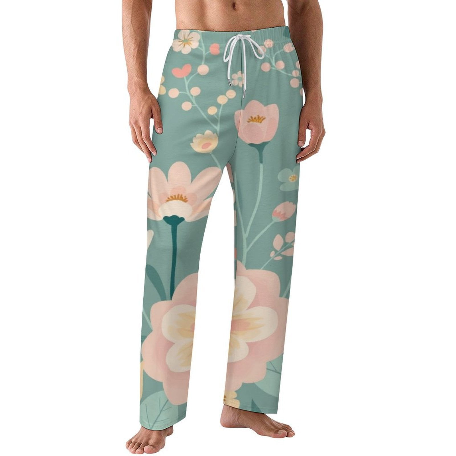 Floral Pattern Soft Color Palette Pajama Pants Men's Sleepwear Lounge ...