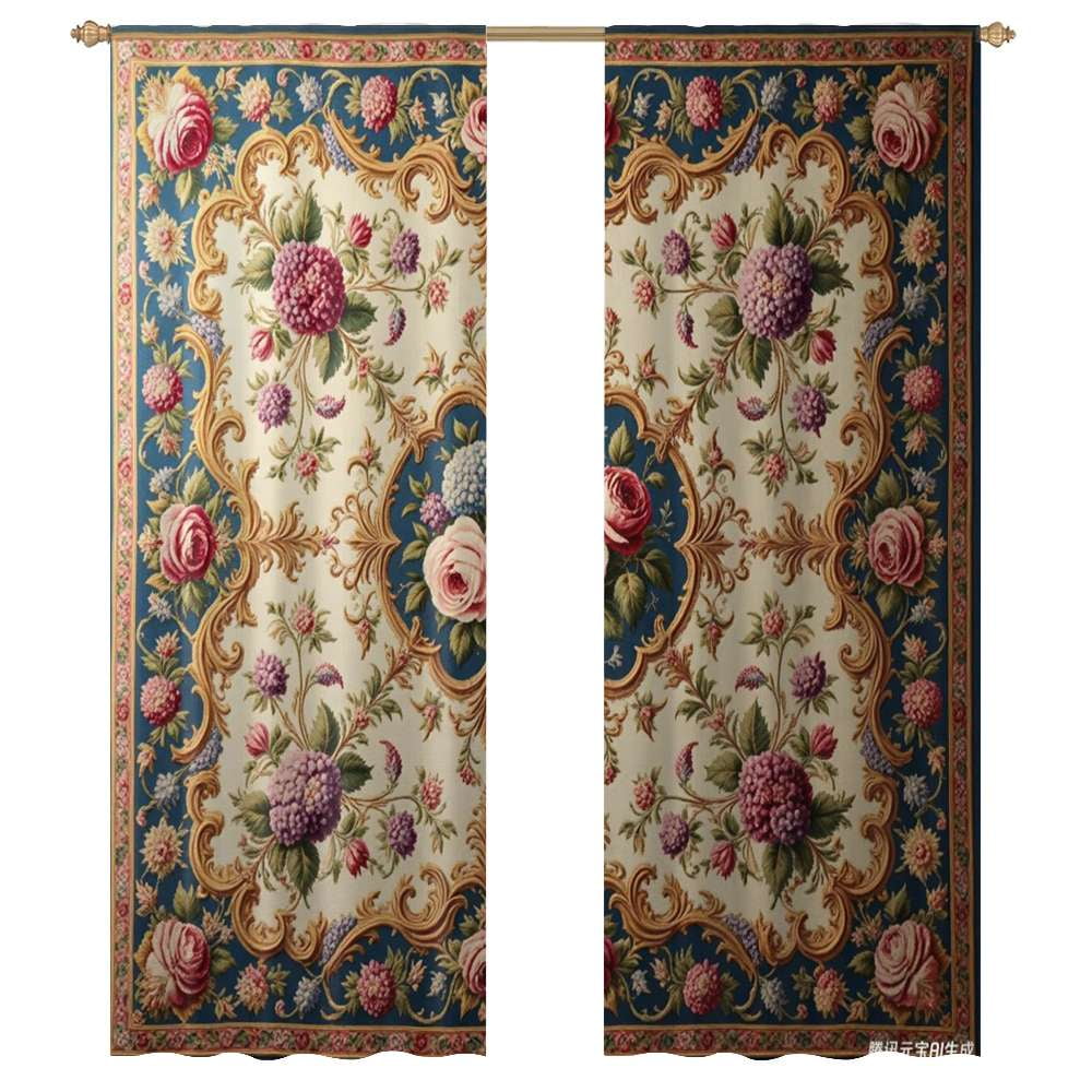 Floral Pattern Tapestry Modern Tulle Window Curtains for Living Room ...