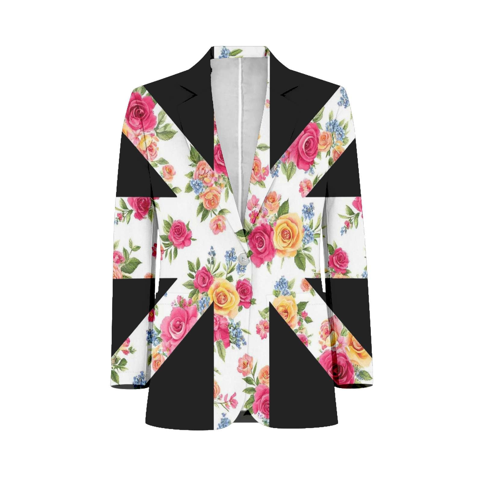 Floral Pattern Union Jack Mens Suits Shawl Collar Slim Fit Suit Mens ...
