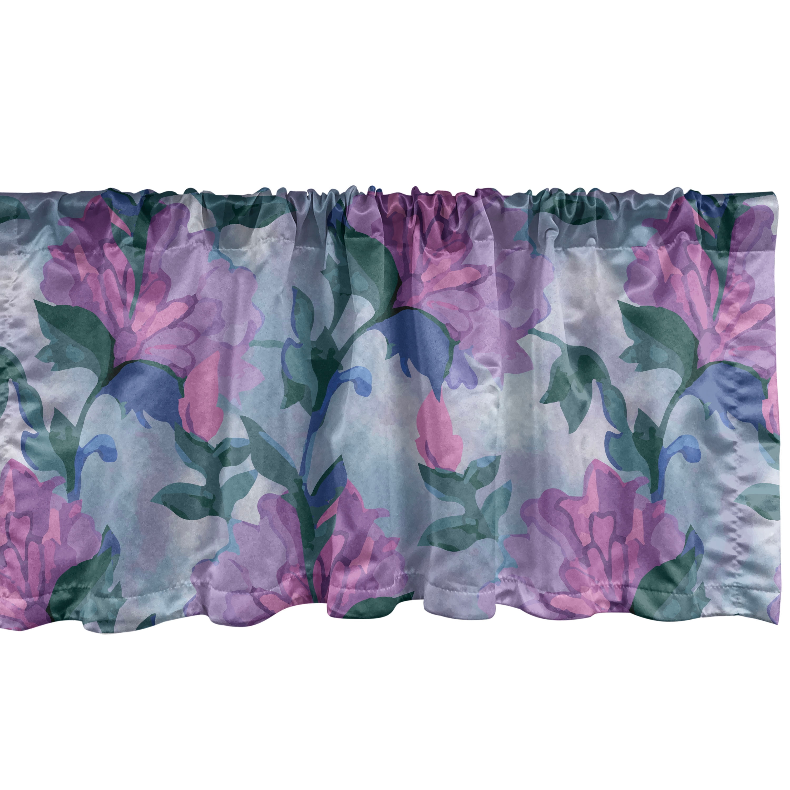 Floral Pattern Window Valance, Delicate Flowers Boho with Simple Petals ...