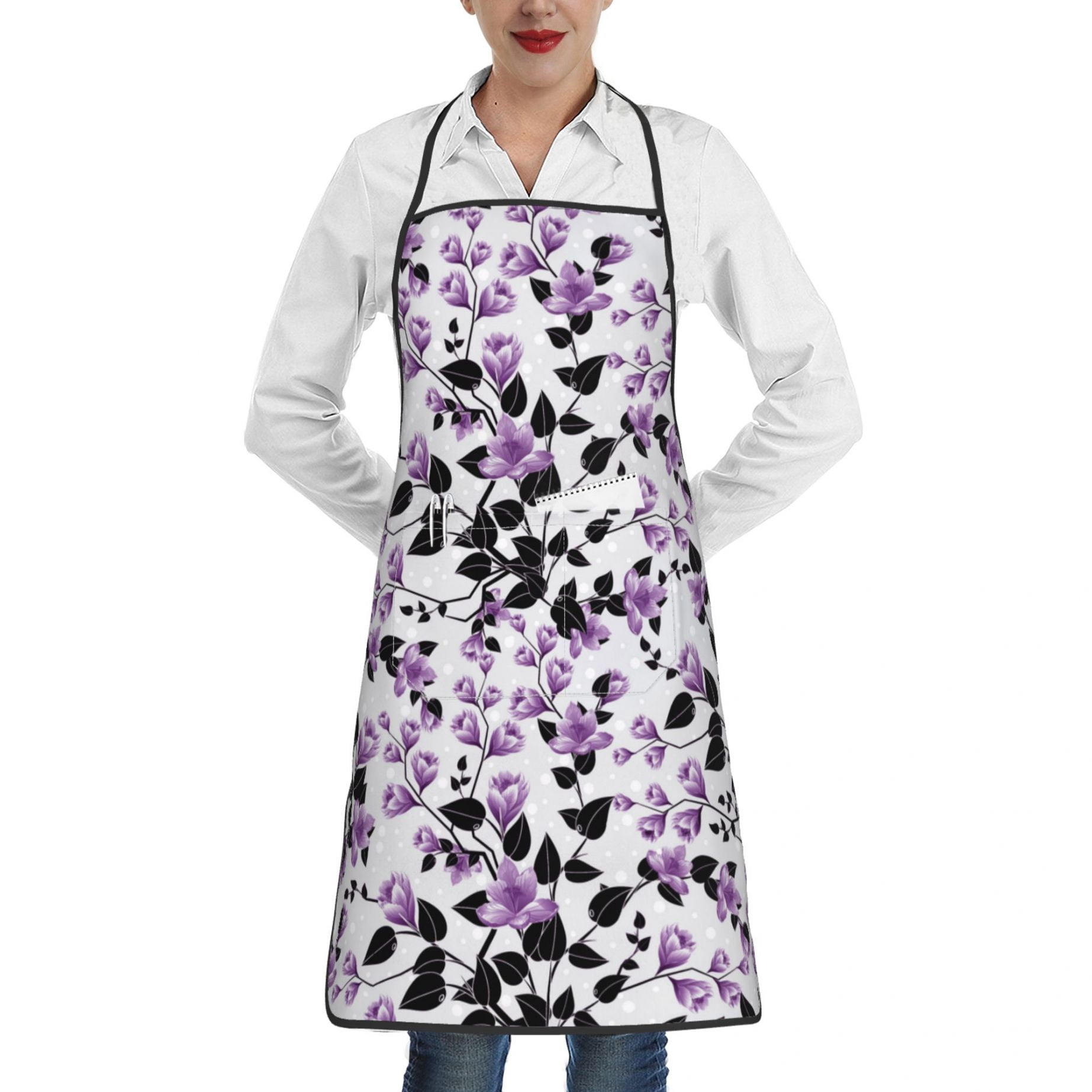 Floral Pattern Women'S And Men'S Kitchen Waterproof Apron, Common In ...