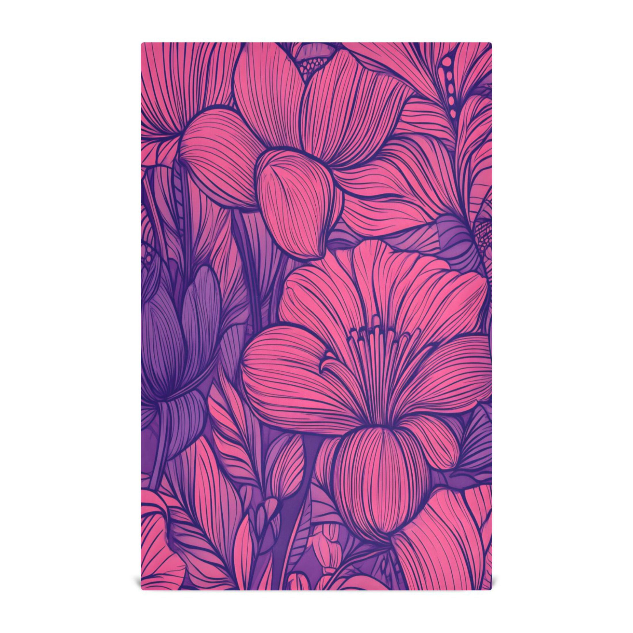 Floral Pattern in Pink and Purple Kitchen Towels 6-Piece Pack Tea ...