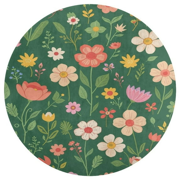 Floral Pattern on Green Background Rugs for Bedroom Large Area Living ...