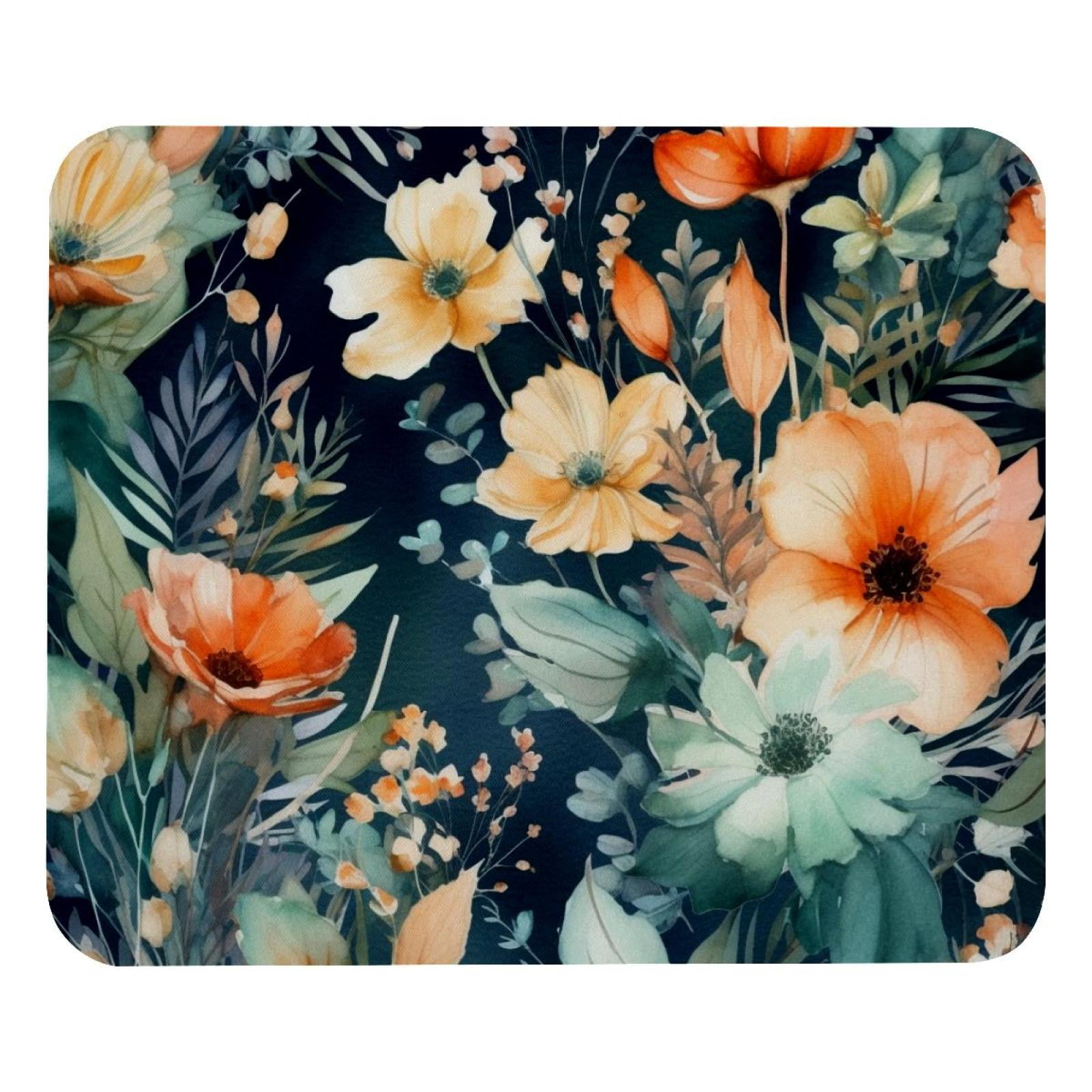 Floral Pattern with Flowers Mouse Pad, Cloth with Rubberized Base ...