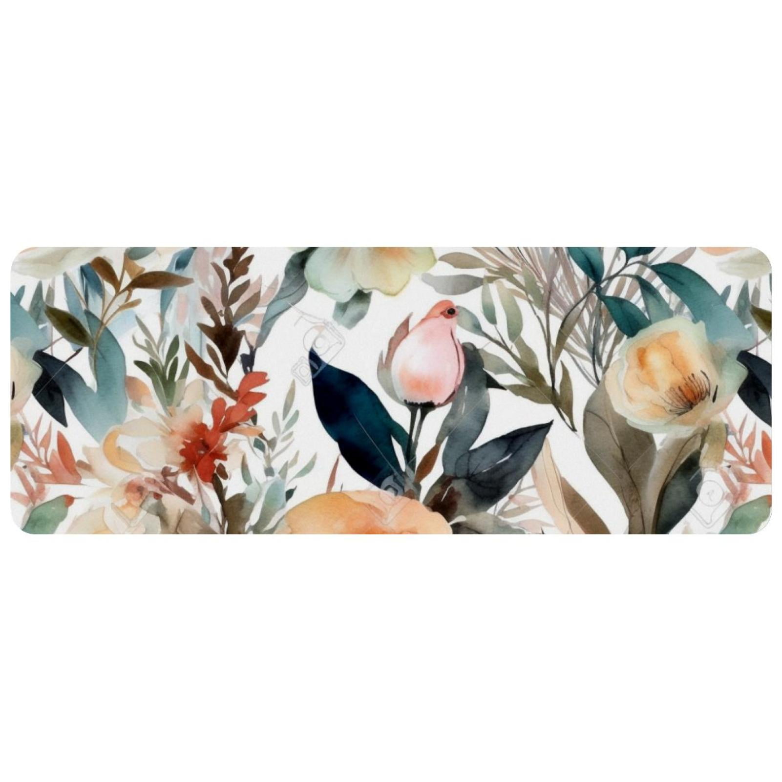 Floral Pattern with Flowers Mouse Pad, Personality Design Rubber Base ...