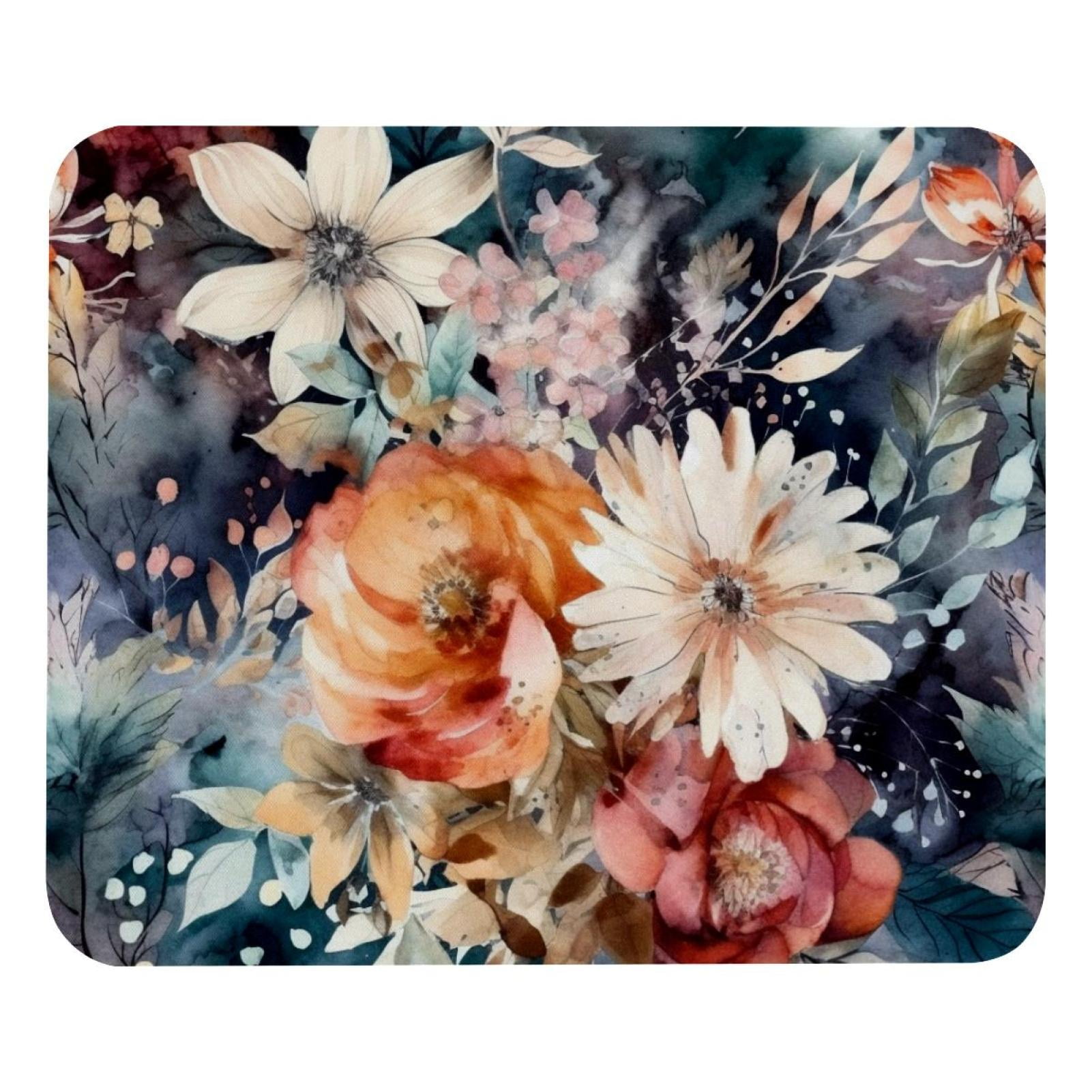 Floral Pattern with Flowers Mouse Pad, Personality Design Rubber Base ...