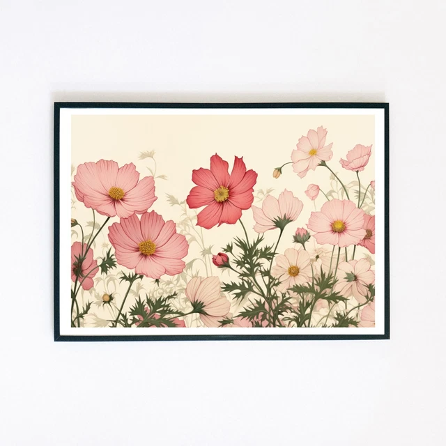 Floral Patterns Graphic Botanical Illustration A5 Retro Decor Wall Art ...