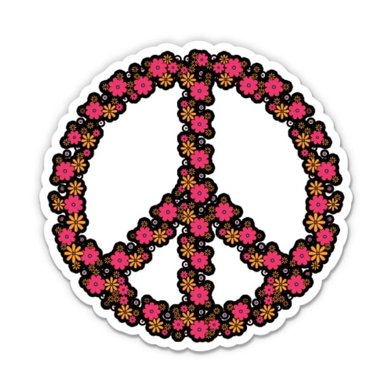 Floral Peace Sign - 12" Vinyl Sticker Waterproof Decal - Walmart.com