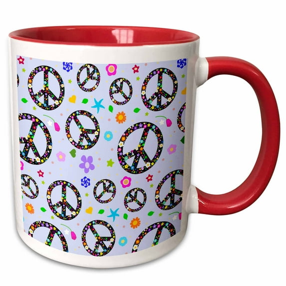 3drose, Floral Peace Symbol Pattern - Flowery Hippie or Hippy Sign ...