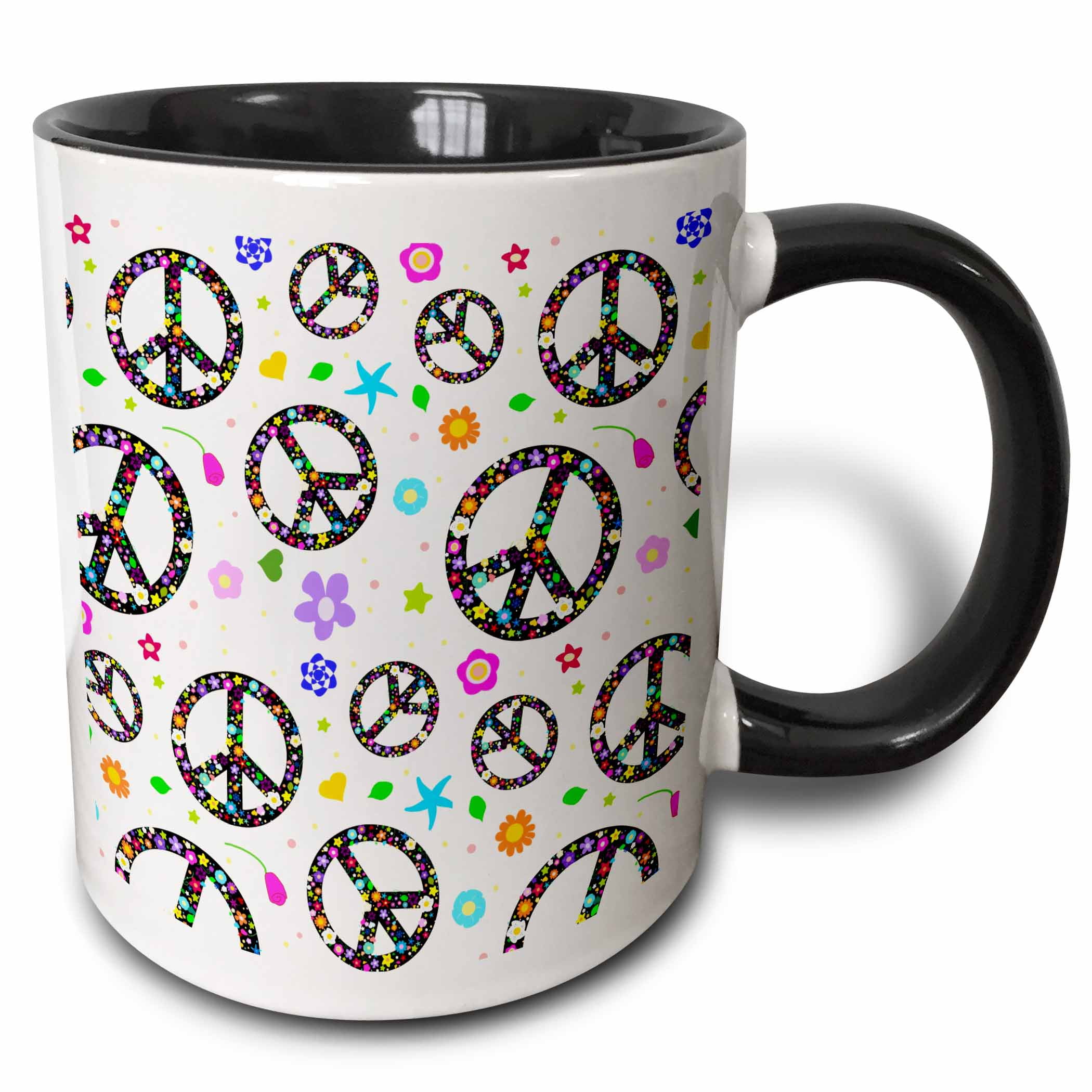3drose, Floral Peace Symbols Pattern - Flowery Hippie or Hippy Signs ...
