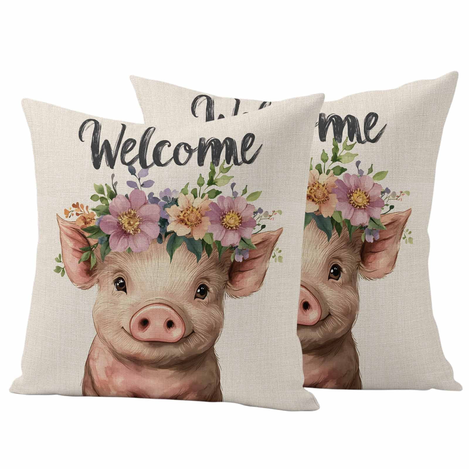 Floral Pig Outdoor Waterproof Pillow Covers, Botanical Garden Flowers ...