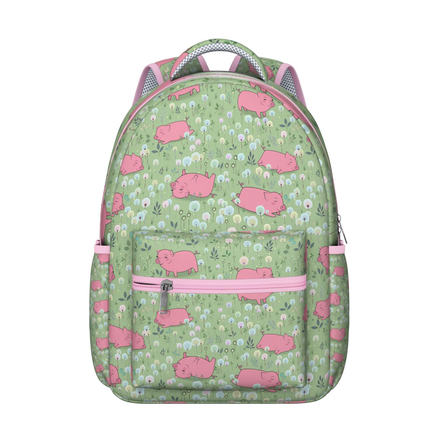 Floral Piggy Cartoon Backpack for Student Cute Farm Animal School Bag ...