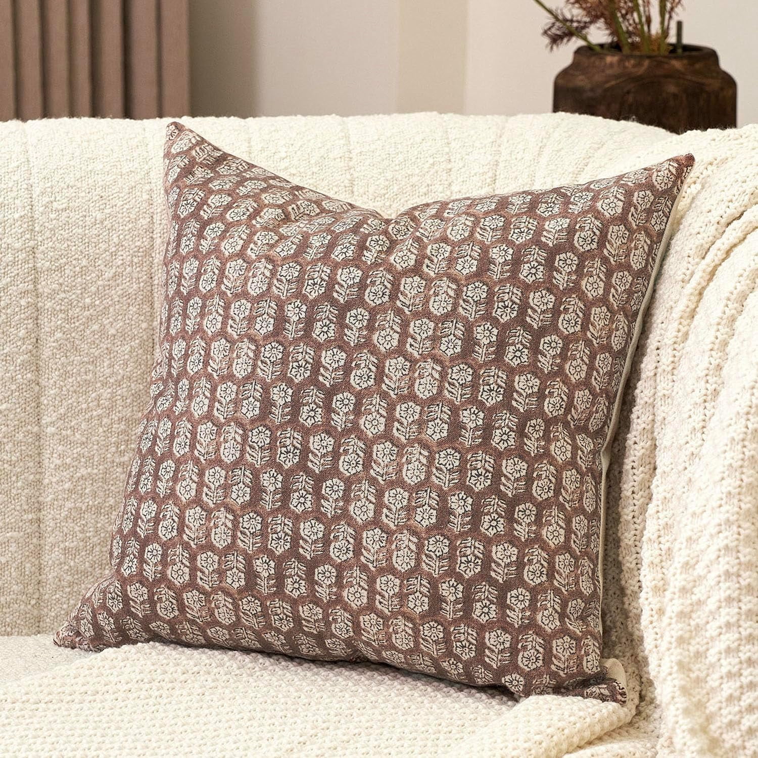 Floral Pillow Covers 20x20 Farmhouse Neutral Decorative Pillow Covers ...