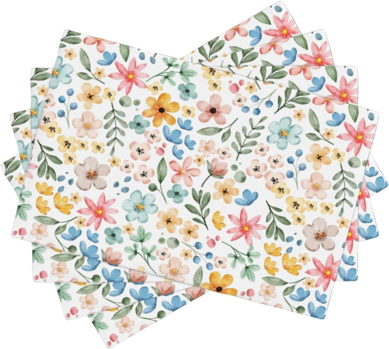Floral Placemats, Colorful Flowers Romantic Watercolor Chic Floral ...