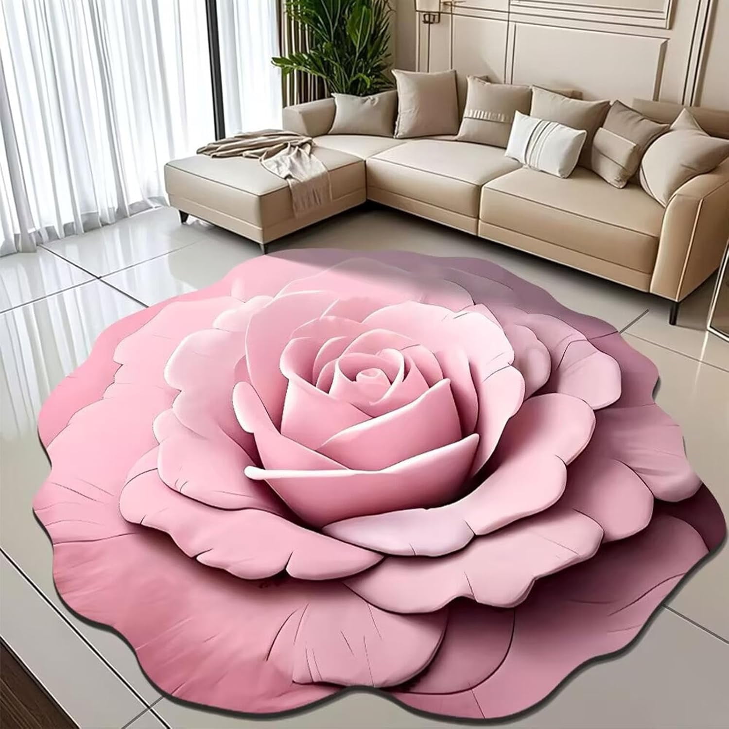 Floral Plush & Diatomaceous Earth Floor Mat, 3D Flower Design Floor Mat ...