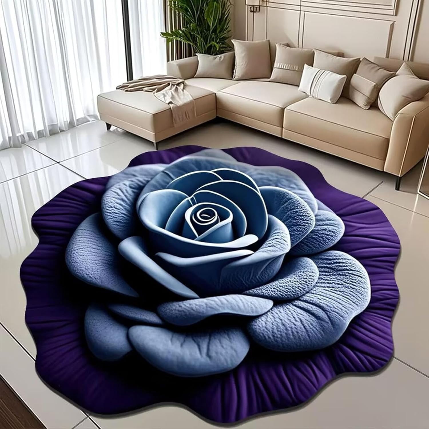 Floral Plush & Diatomaceous Earth Floor Mat, 3D Flower Design Floor Mat ...