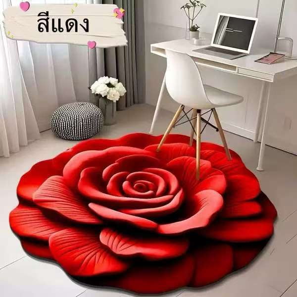 Floral Plush & Diatomaceous Earth Floor Mat, 3D Flower Design Floor Mat ...