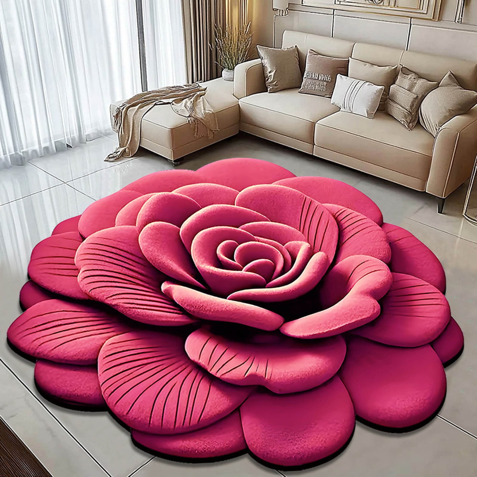 Floral Plush & Diatomaceous Earth Floor Mat â 3D Flower Design, Soft ...