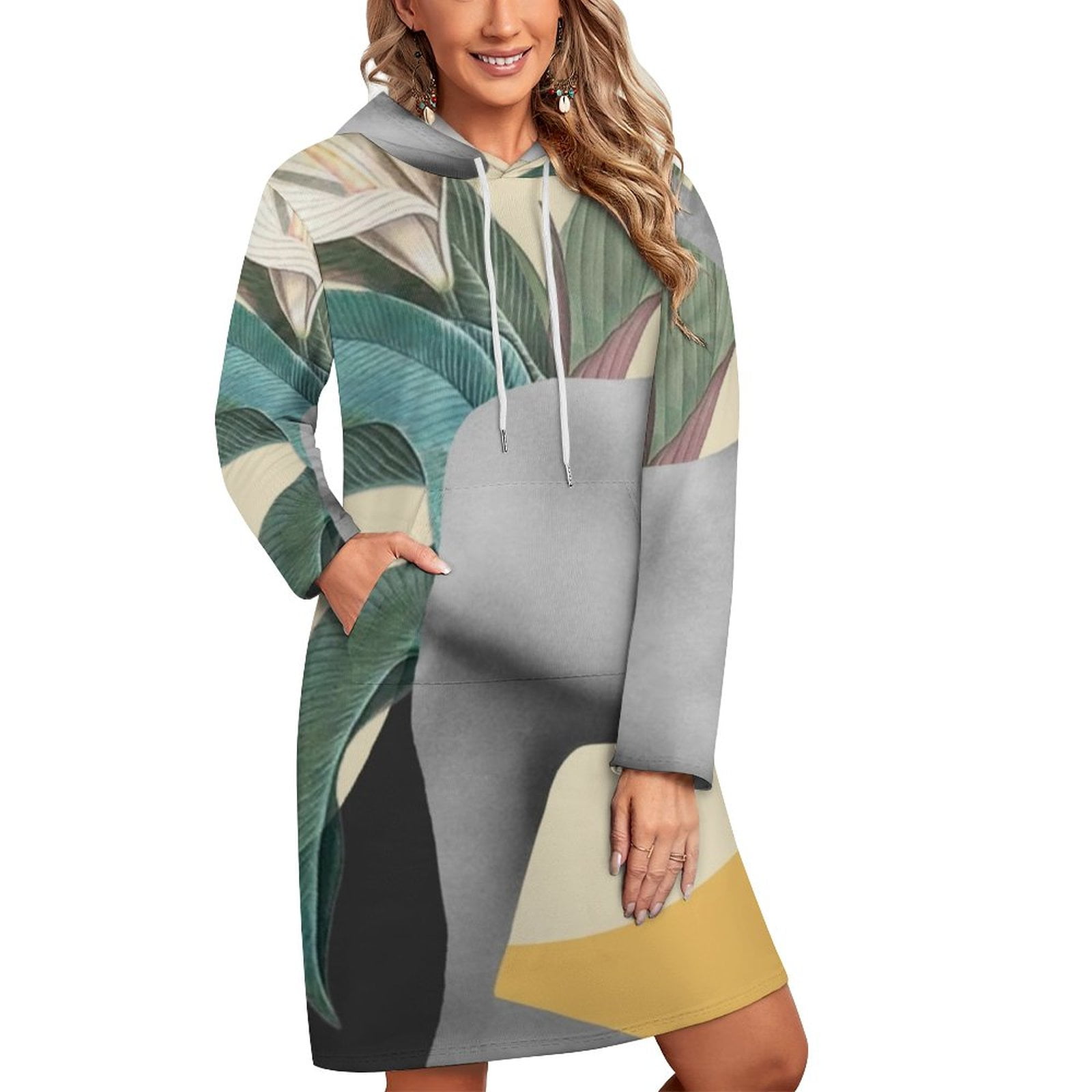 Floral Portrait Collage 3 Oversized Hoodie Women Drawstring Sweatshirts ...