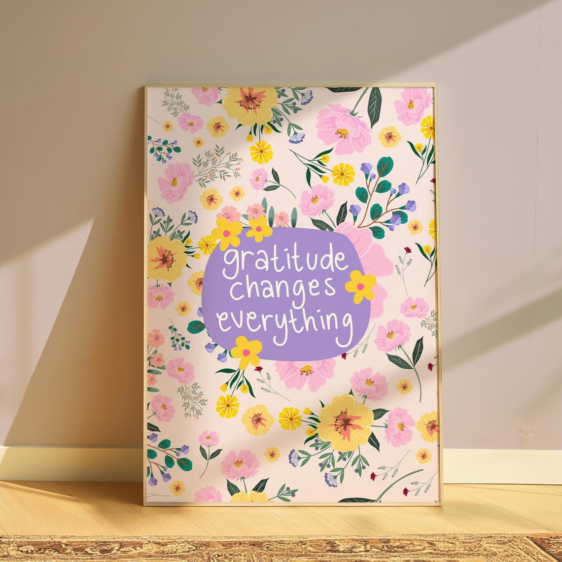 Floral Positive Affirmation Office Wall Art, Unframed Paper Print Size ...