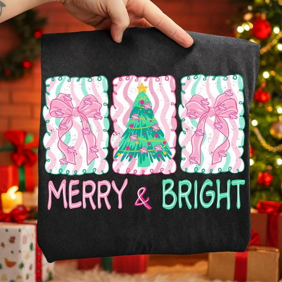 Floral Preppy Christmas Tree Bow Png, Merry & Bright Png, Floral ...