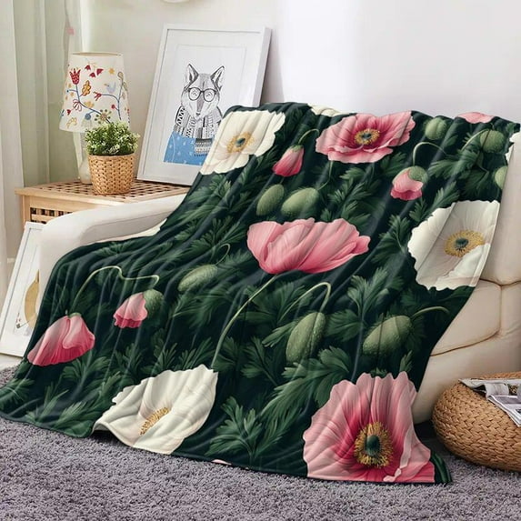 Floral Print Blanket, 1 Count Soft Throw Blanket, Air-conditioned Room ...