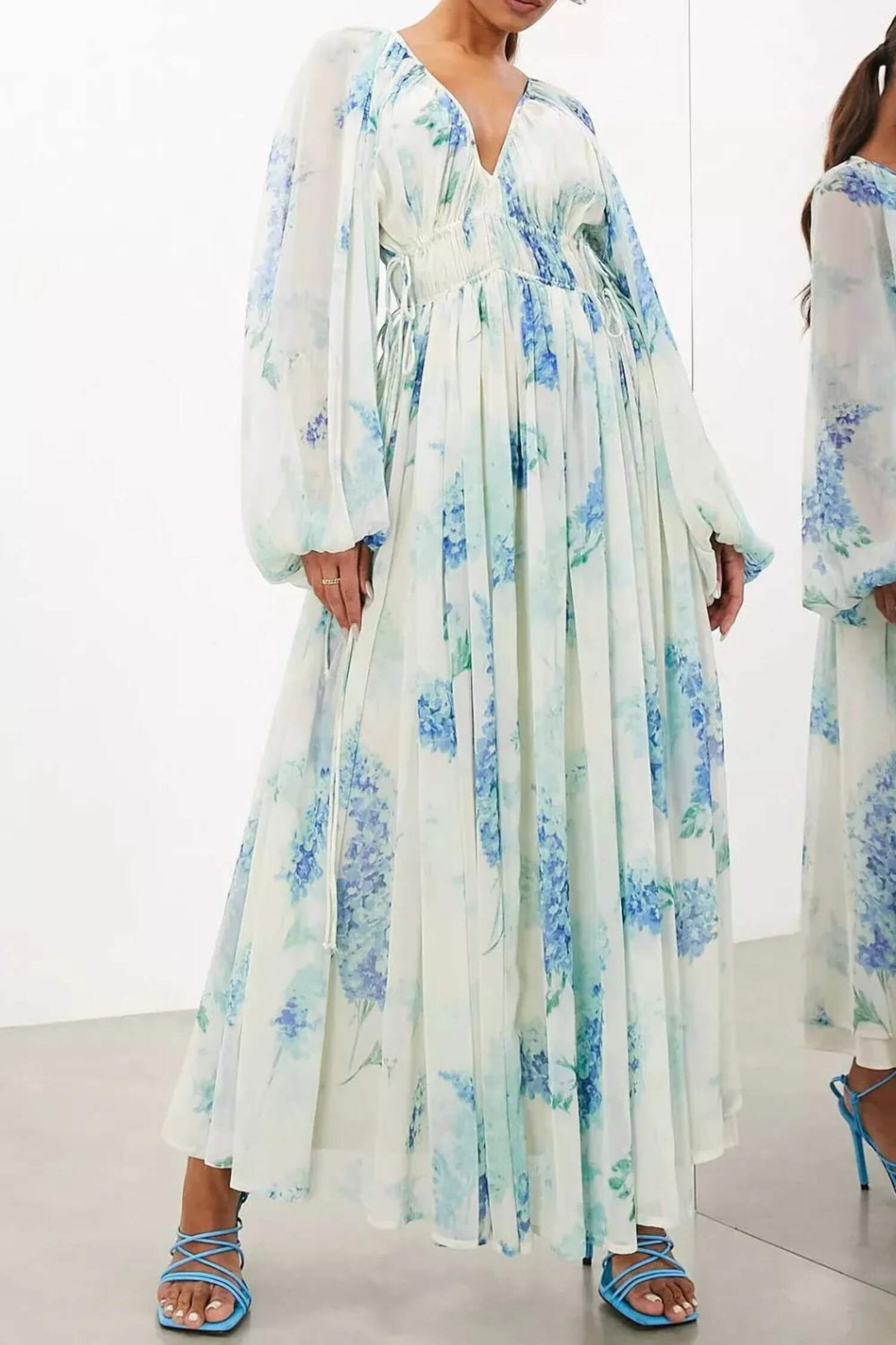 Floral Print Bohemian Maxi Dress with Balloon Sleeves - Walmart.com