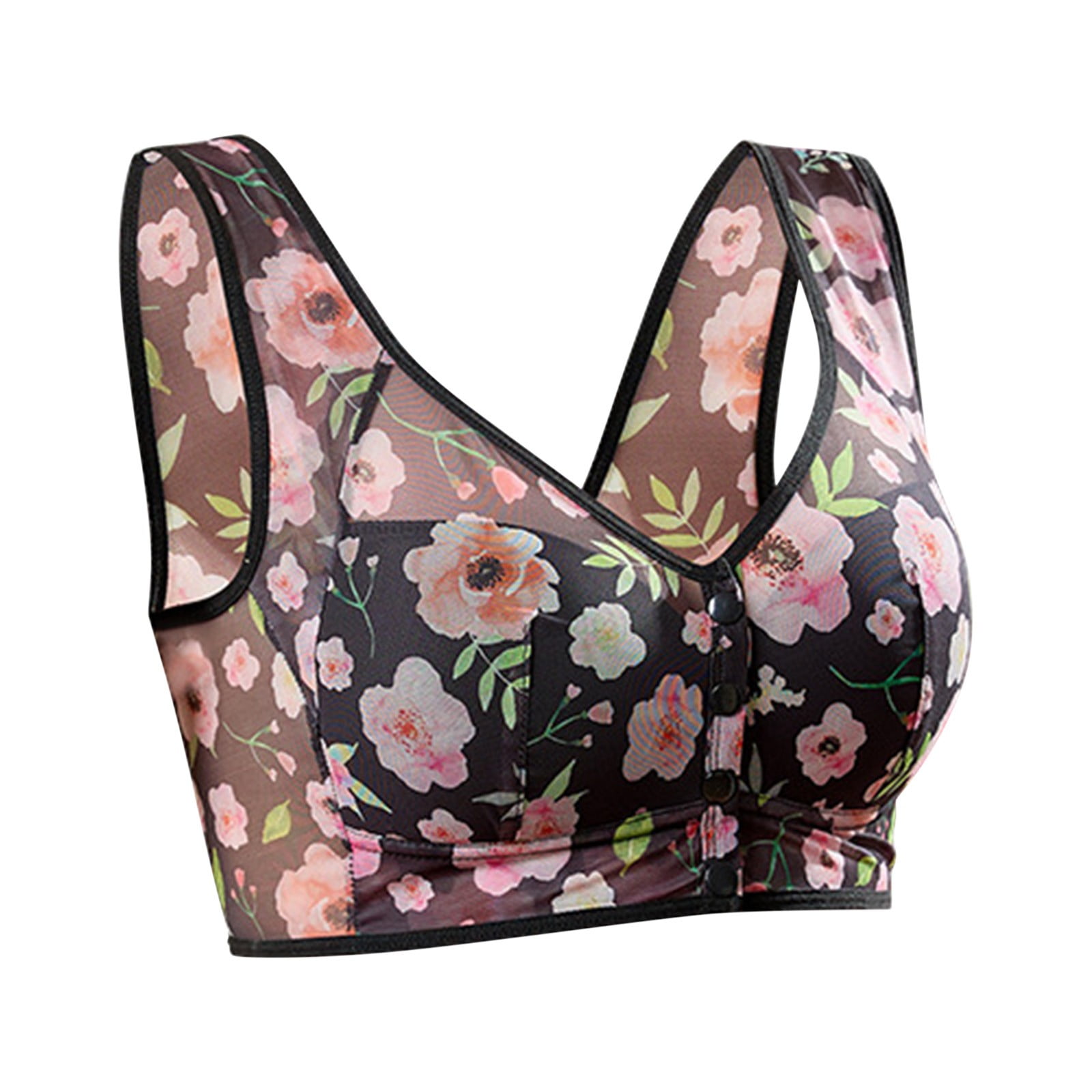 Floral Print Bra for Women Wireless Padded Bralette Full Coverage ...