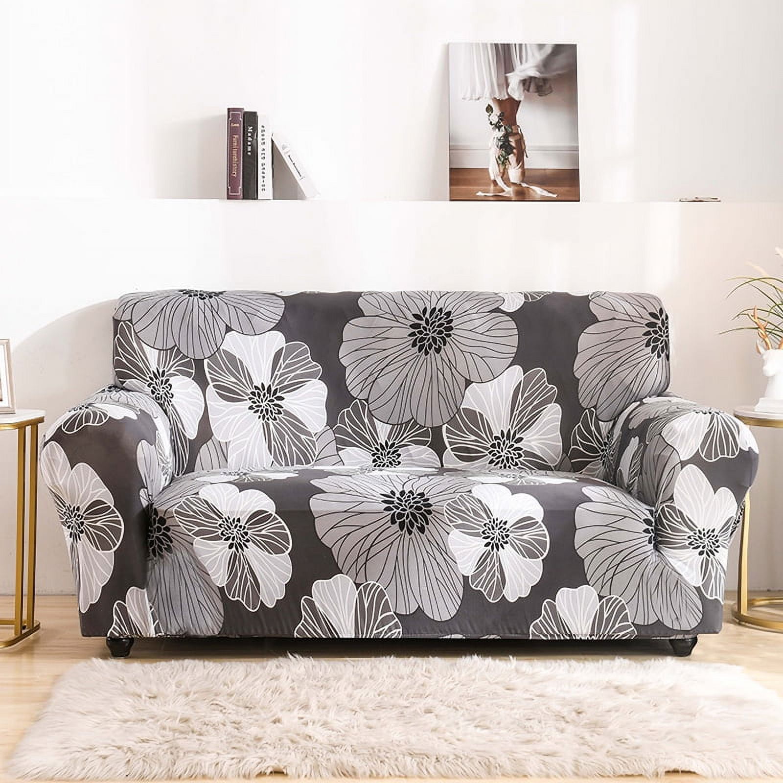 Floral Print Elastic Sofa Cover Stretch Sofa Covers for Living Room ...