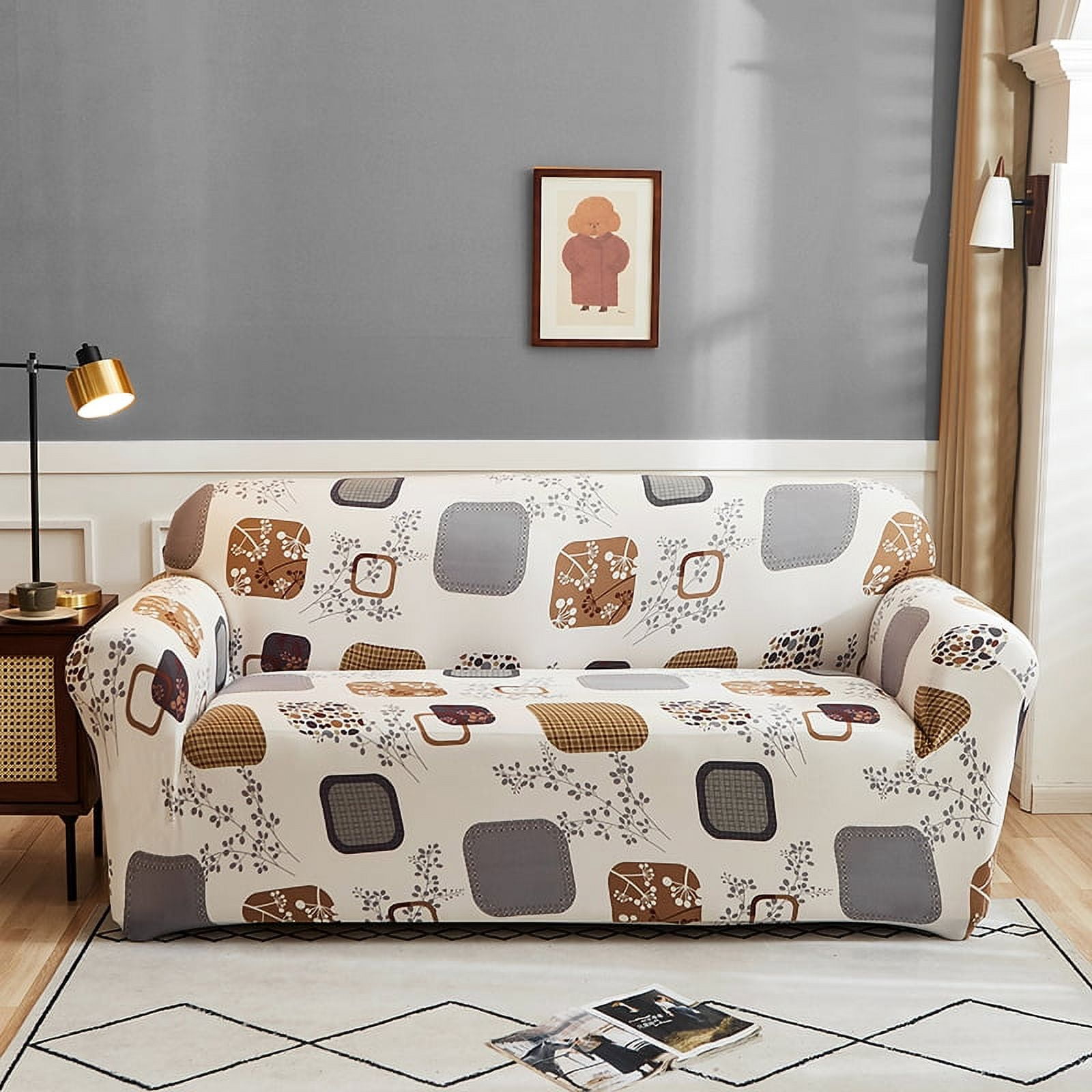Floral Print Elastic Sofa Cover Stretch Sofa Covers for Living Room ...