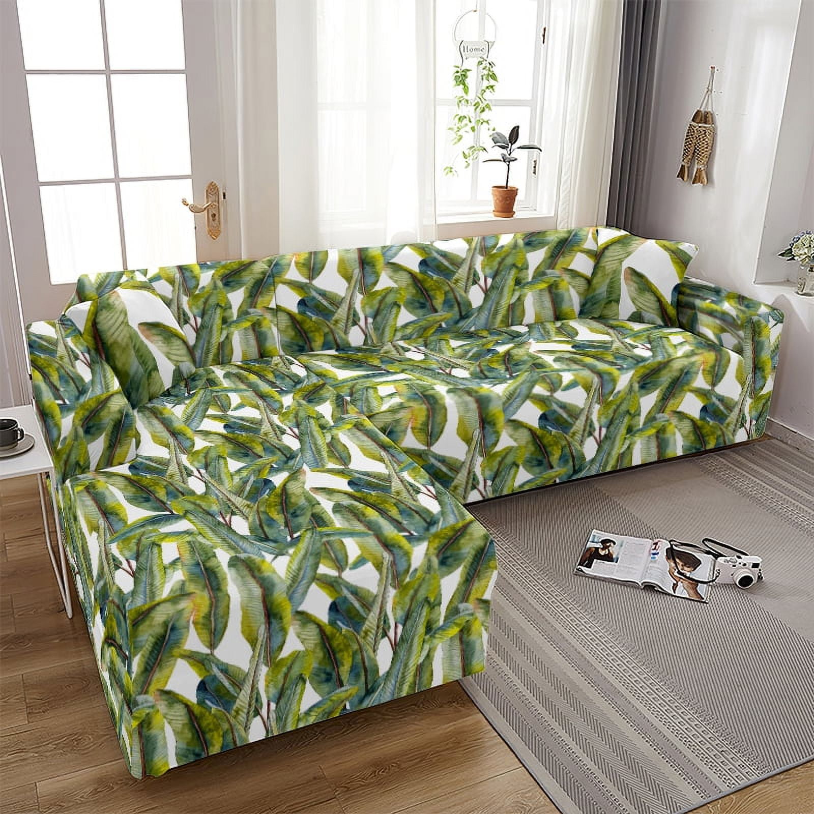 Floral Print Elastic Sofa Cover Tropical Plant Stretch Sofa Covers for ...