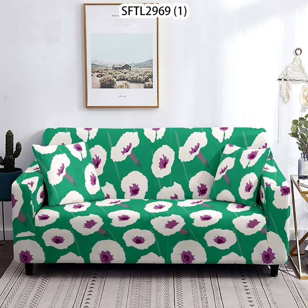 Floral Print Elastic Sofacover All-Inclusive Slip-Resistant Strech ...