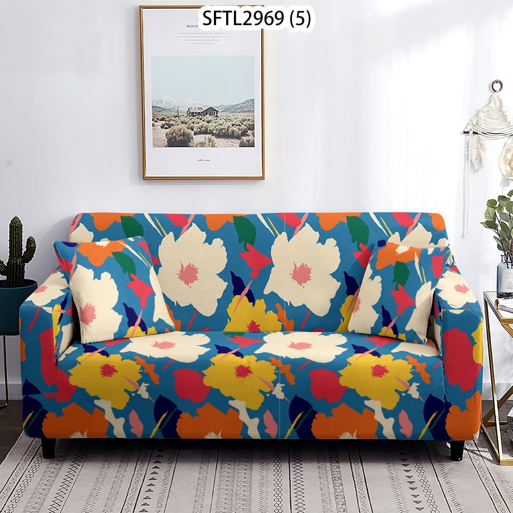 Floral Print Elastic Sofacover All-Inclusive Slip-Resistant Strech ...