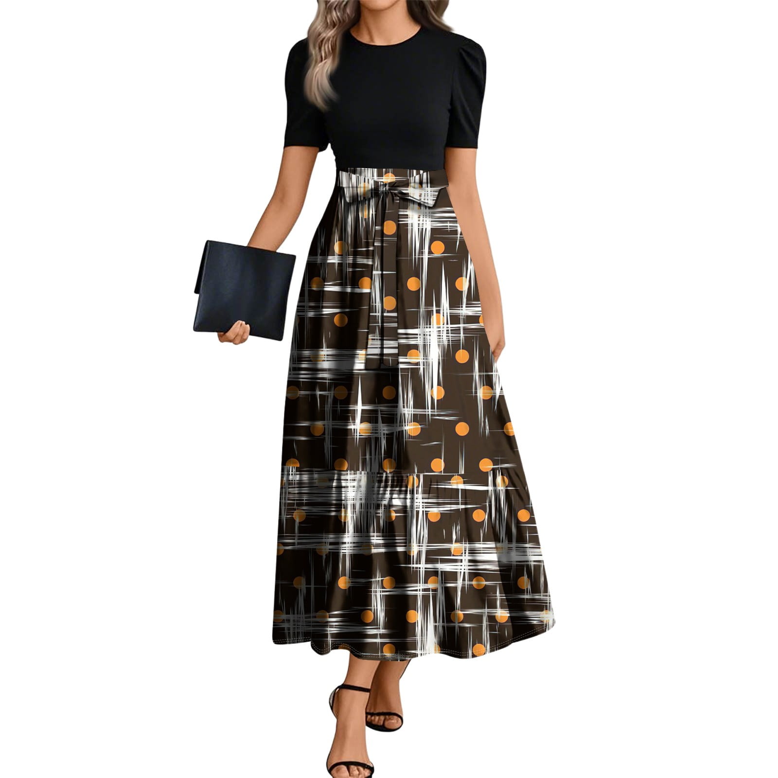 Floral Print Elegant Atmospheric Loose Dress Short Sleeve Straight ...