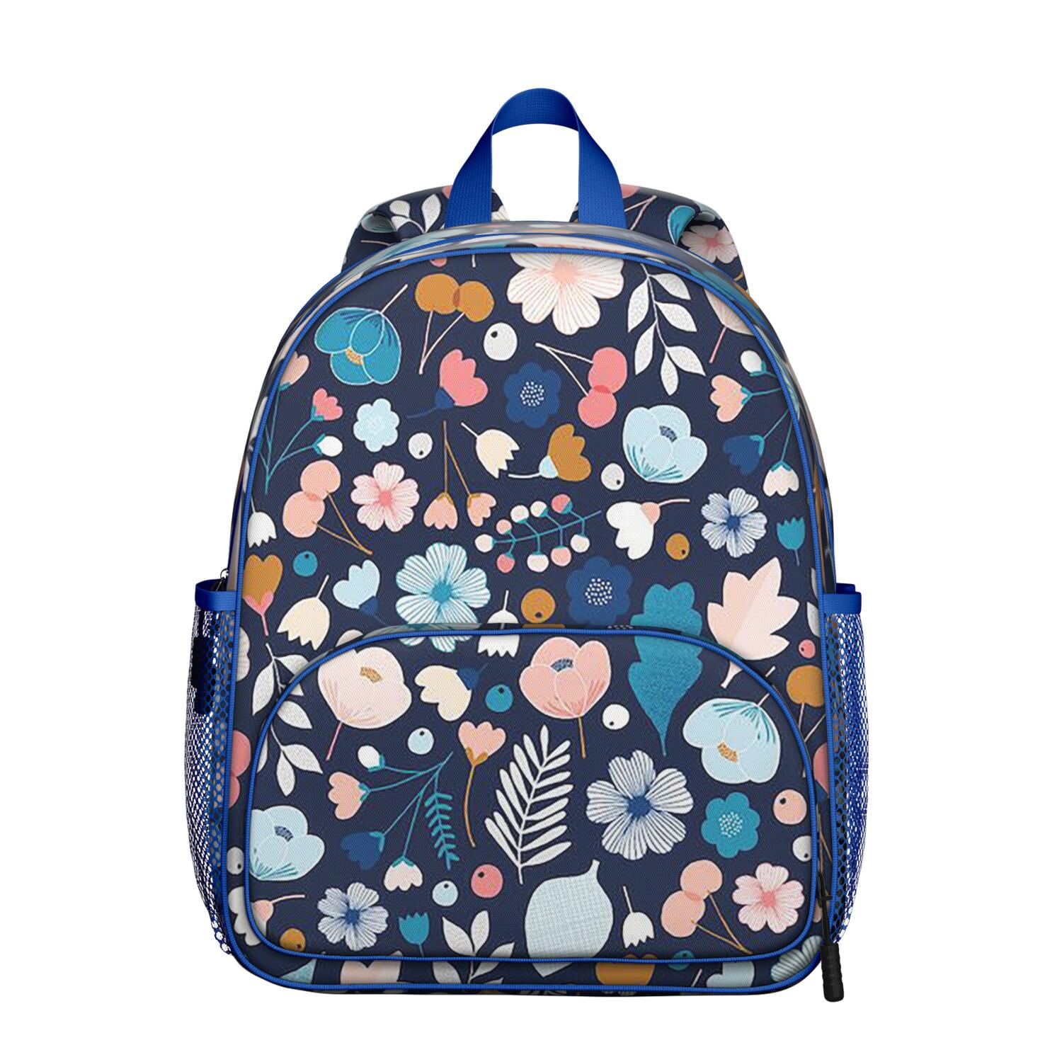 Floral Print Ergonomic School Backpack - Waterproof Student Daypack ...