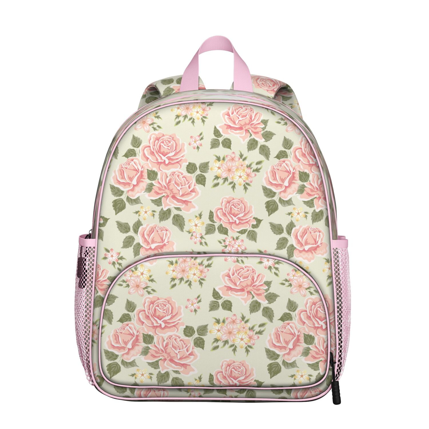 Floral Print Ergonomic School Backpack - Waterproof Student Daypack ...