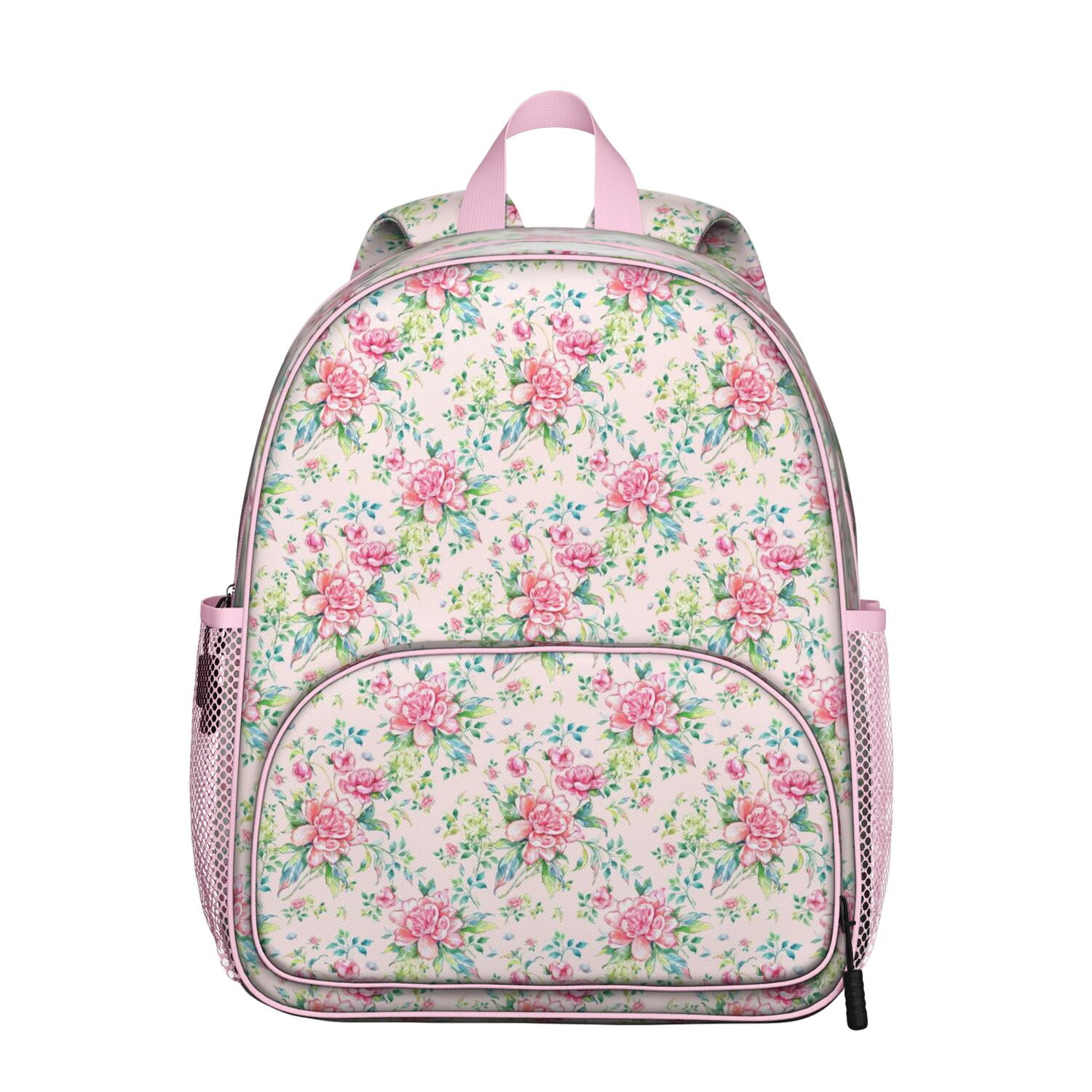 Floral Print Ergonomic School Backpack - Waterproof Student Daypack ...