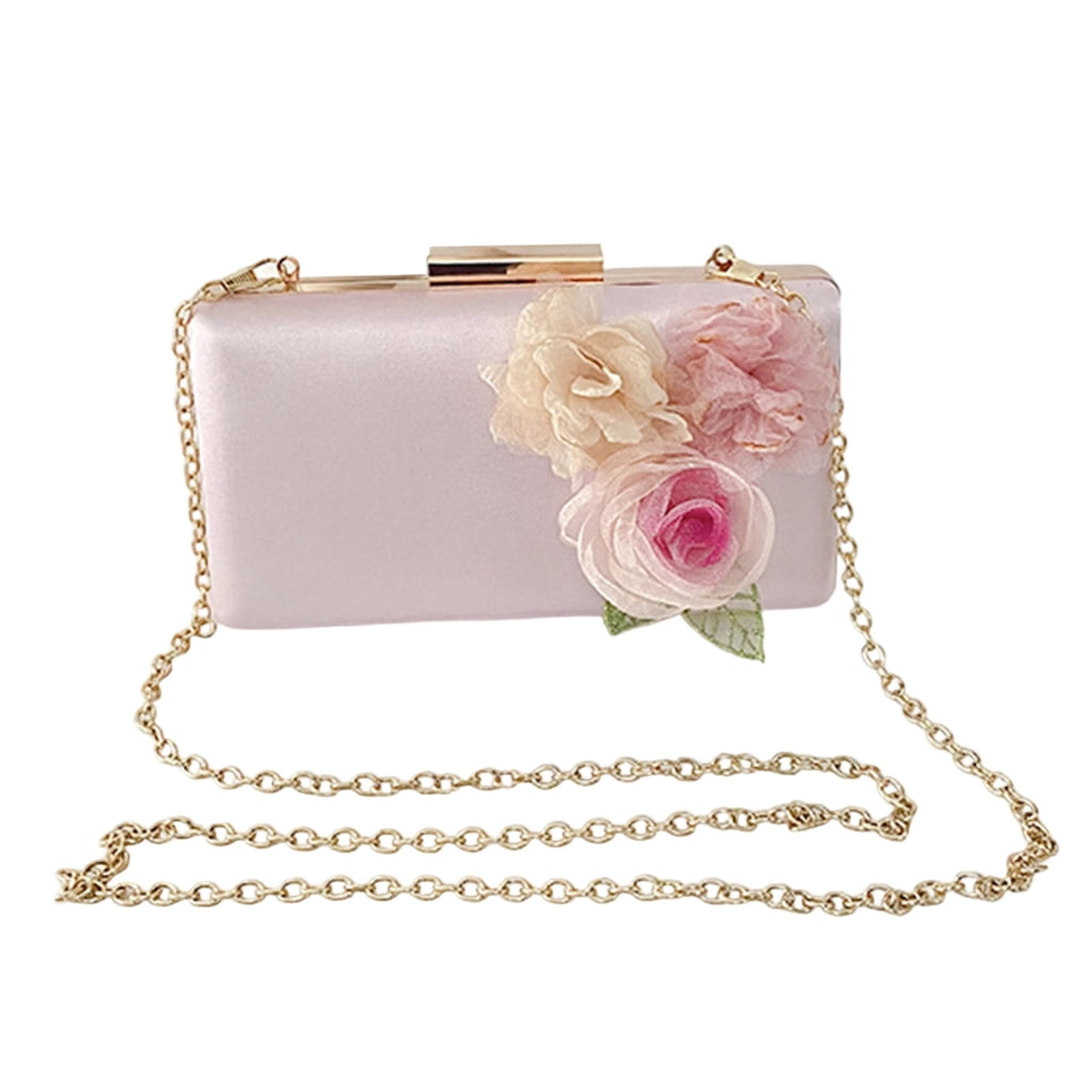 Floral Print Handbag Crossbody Purse Comfortable Evening Bag with Chain ...