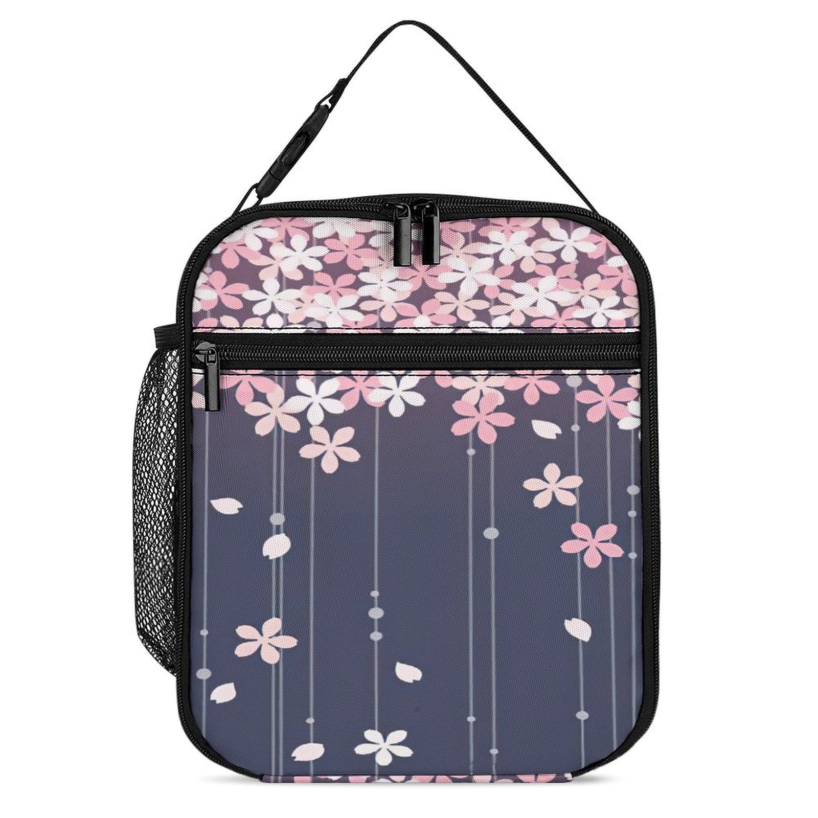 Floral Print Insulated Lunch Tote Bag Portable Cooler Thermal Food ...