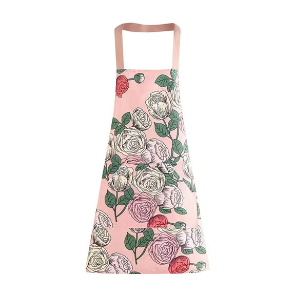 Floral Print Kitchen Apron with Adjustable Neck Strap and Large Front ...
