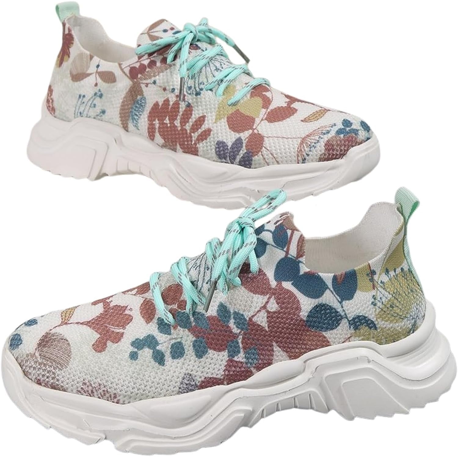 Floral Print Lace-Up Breathable Orthopedic Sneakers, Orthopedic ...