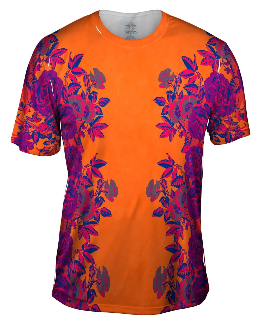 Floral Print Orange Mens T-Shirt All Over Print - Walmart.com