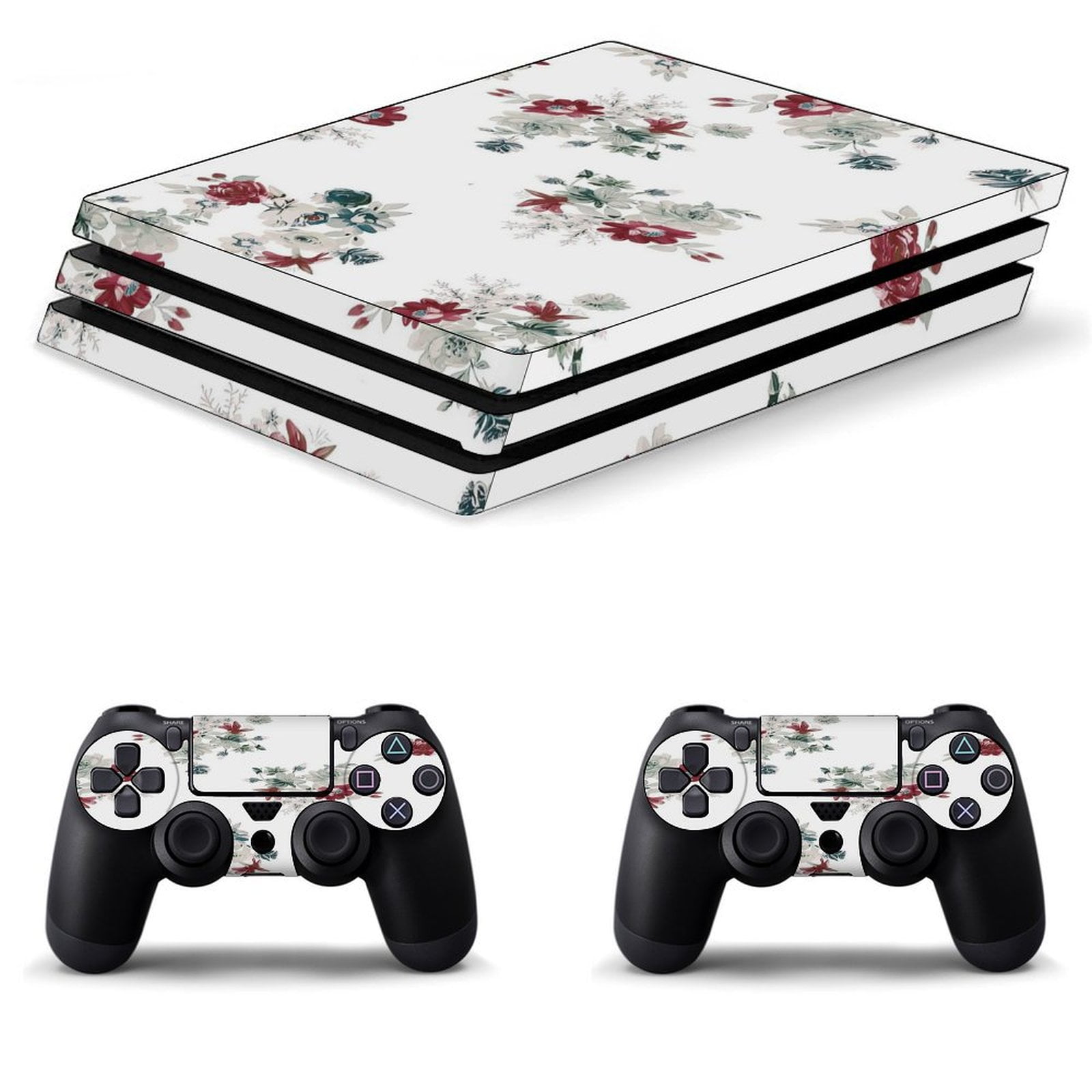 Floral Print PS4/PS4 Pro/PS4 Slim Skin Sticker For Console And ...