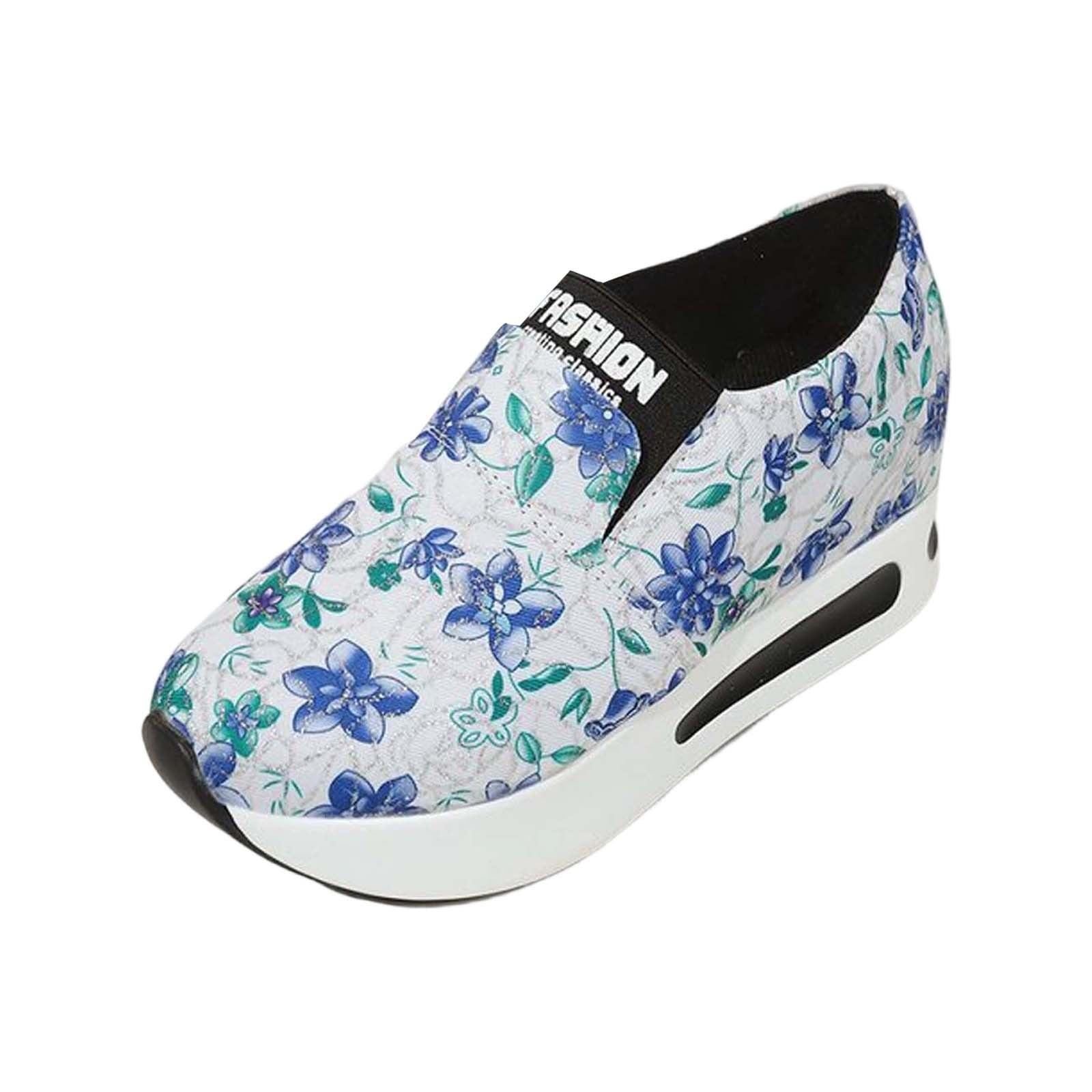 Floral Print Platform Casual Shoes For Women Everyday Comfort On Sole ...