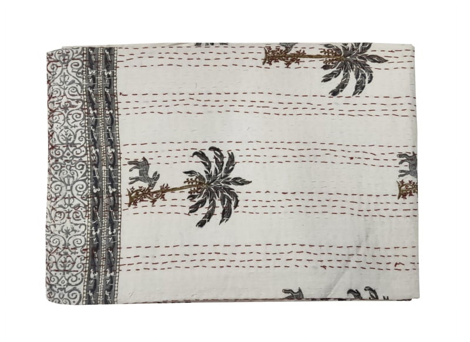 Floral Print Quilt Queen Kantha Quilt Kantha Bedspread Cotton Blanket ...