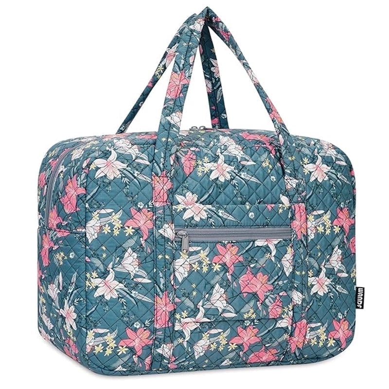 Vintage Quilted Travel Duffel Bags for Women Trolley Sleeve Tote Floral ...