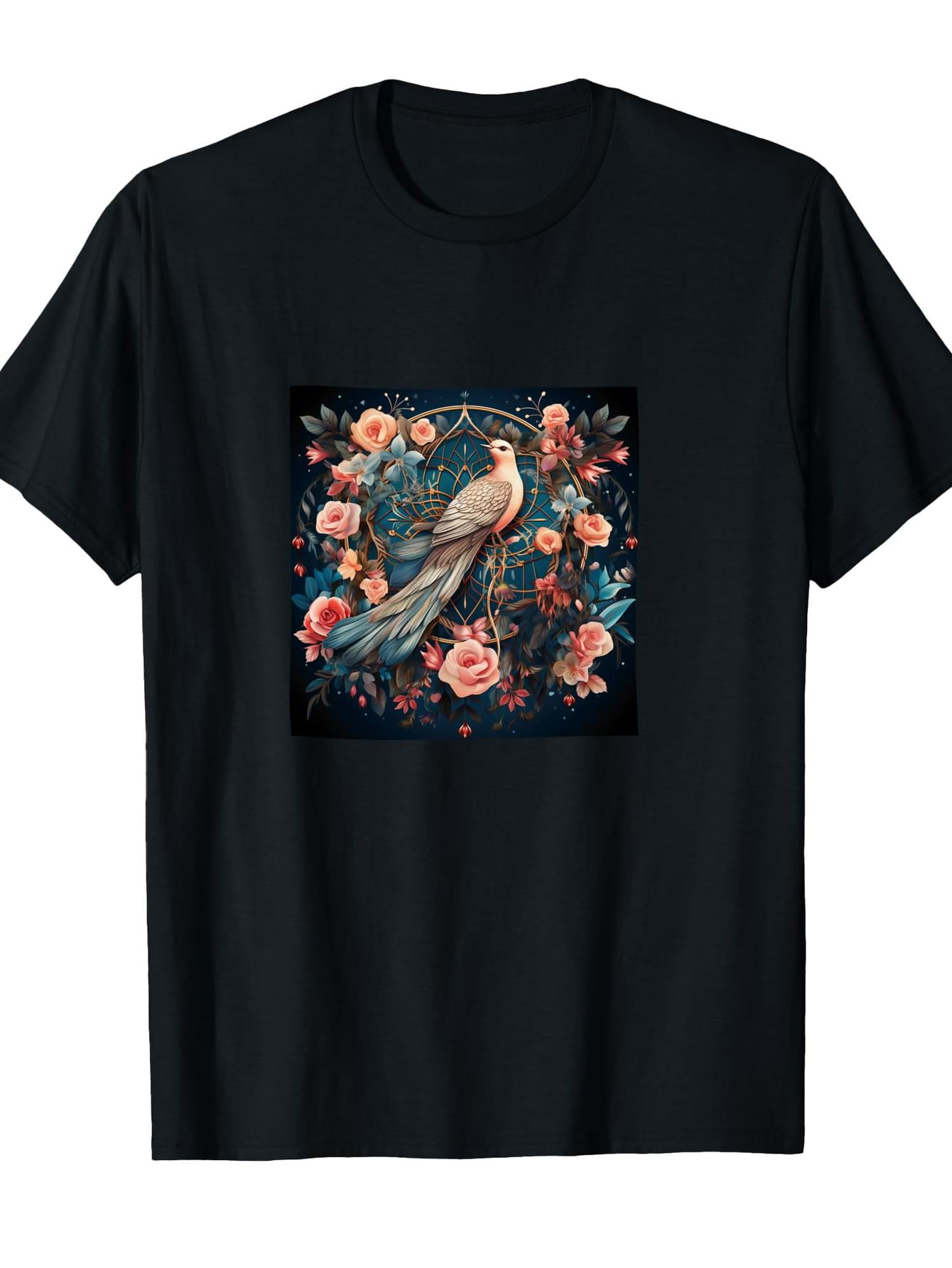 Floral Print T-Shirt - Casual Round Neck Short Sleeve Blouse, Machine ...