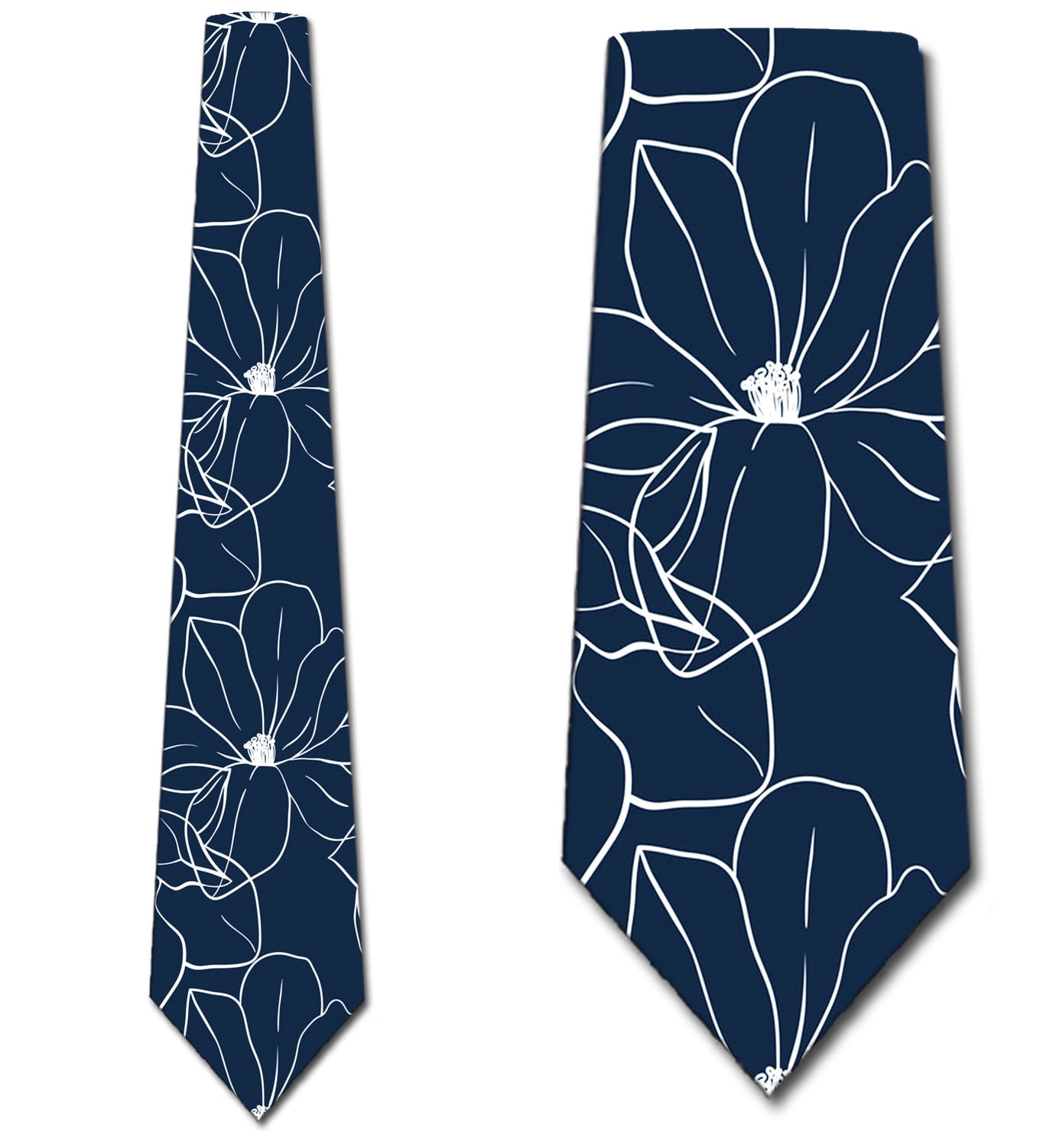 Floral Print Ties Mens Magnolia Pattern Navy Necktie by Three Rooker ...