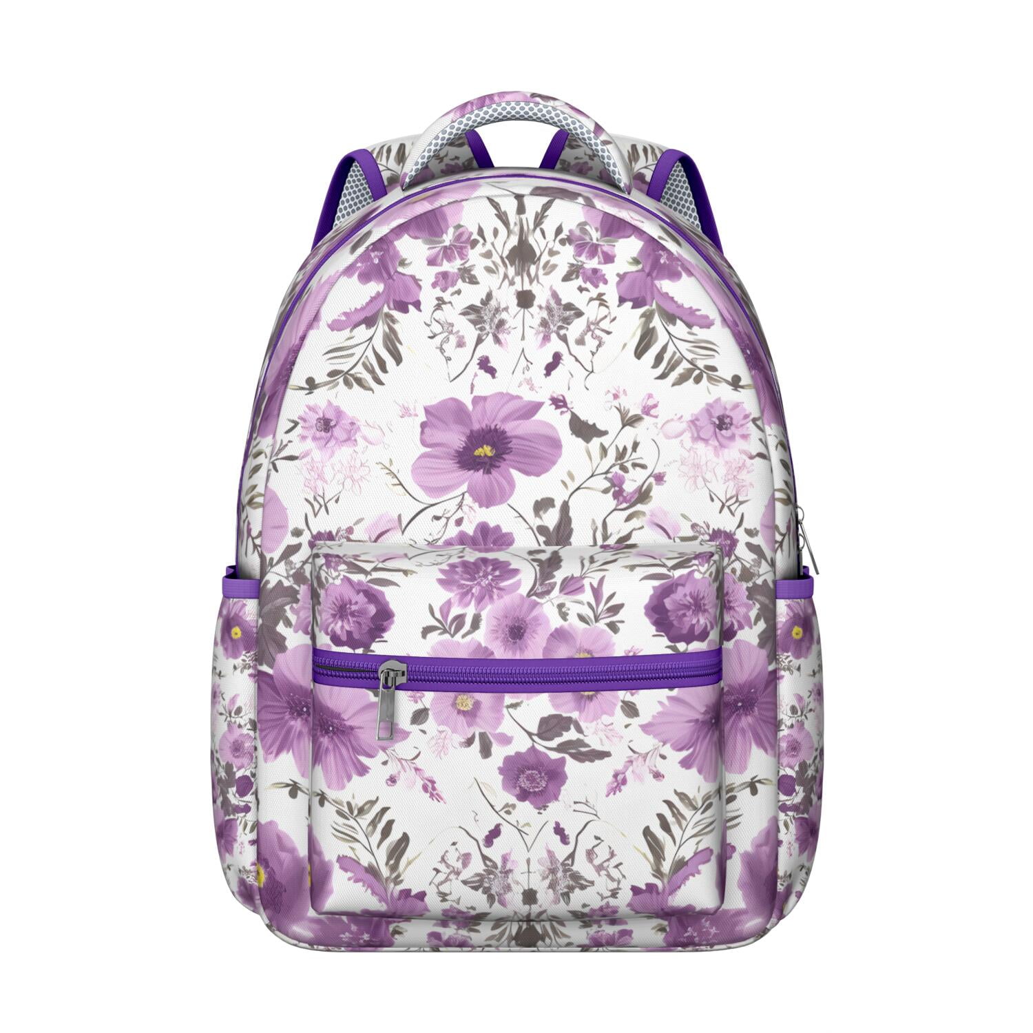 Floral Print Travel Backpack for Students Lightweight School Bag with ...